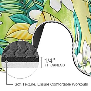Yoga Mat, Yoga Mats for Home Workout, Workout Mat, Exercise Mats, Pilates Mat, tropical flower leaf plant pattern