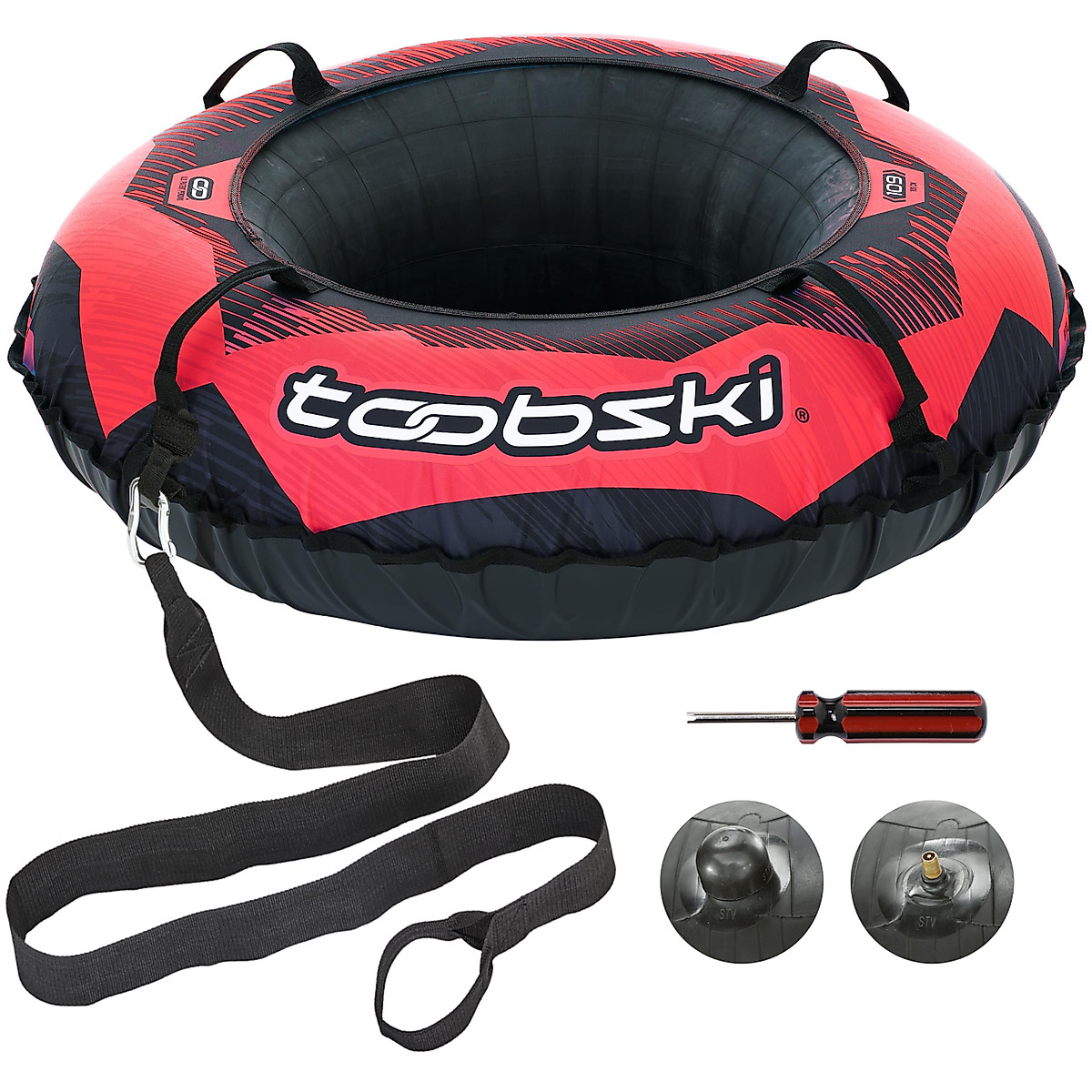 Toobski 109 Slopemaster Heavy Duty Snow Tube for Sledding | Inflatable | High Speed | Connectable | Based in The USA | Color Selection: Red and Black