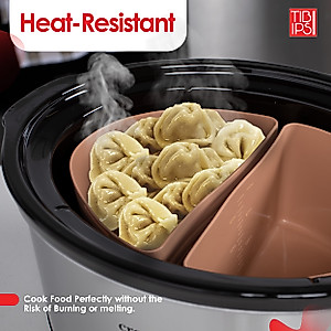 Tibi Ipsi Silicone Crockpot Liner for 6qt Slow Cookers - Reusable & Leak-Proof Slow Cooker Liner, Crockpot Silicone Liner Includes Baking Mat & Silicone Spoon with Wooden Ladle