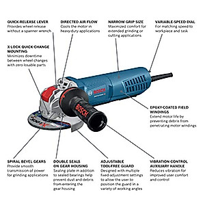 Bosch GWX13-50VSP 5 In. X-LOCK Variable-Speed Angle Grinder with Paddle Switch, Black,grey,blue