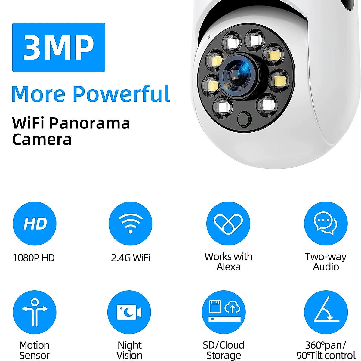 3MP Camera Light Bulb,Security Camera Light Bulb Outdoor Supports 2.4G,Keilini Light Bulb Security Camera Outdoor Wireless WiFi Waterproof, Light Bulb Camera 360 Outdoor Compatible With Alexa.