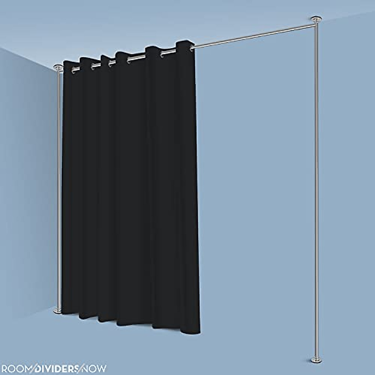 Room/Dividers/Now Zenfinit Curtain Divider Stand - Freestanding Vertical Room Dividers Stand for Room Separation - Self-Standing Divider for Privacy - Medium, 4 Ft x 6 Ft x 8 Inches Wide, Silver