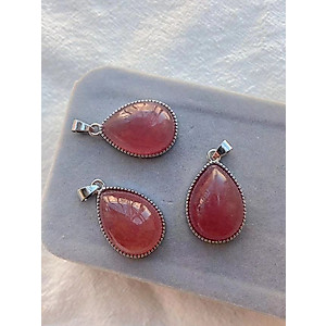 LiZiFang Genuine Red Natural Strawberry Quartz Gemstone Rectangle Bead Crystal Pendant