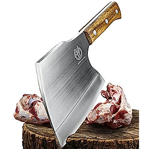 ZENG JIA DAO Meat Cleaver Butcher Knife Heavy Duty Bone Chopper Axe for Kitchen 6 '' Bones Cutting Knife Forged Stainless Steel Solid Pear Wood Handle Smashing bone in Restaurant farm Slaughterhouse