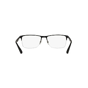 Ray-Ban RX6335 Rectangular Prescription Eyeglass Frames, Matte Black/Demo Lens, 56 mm