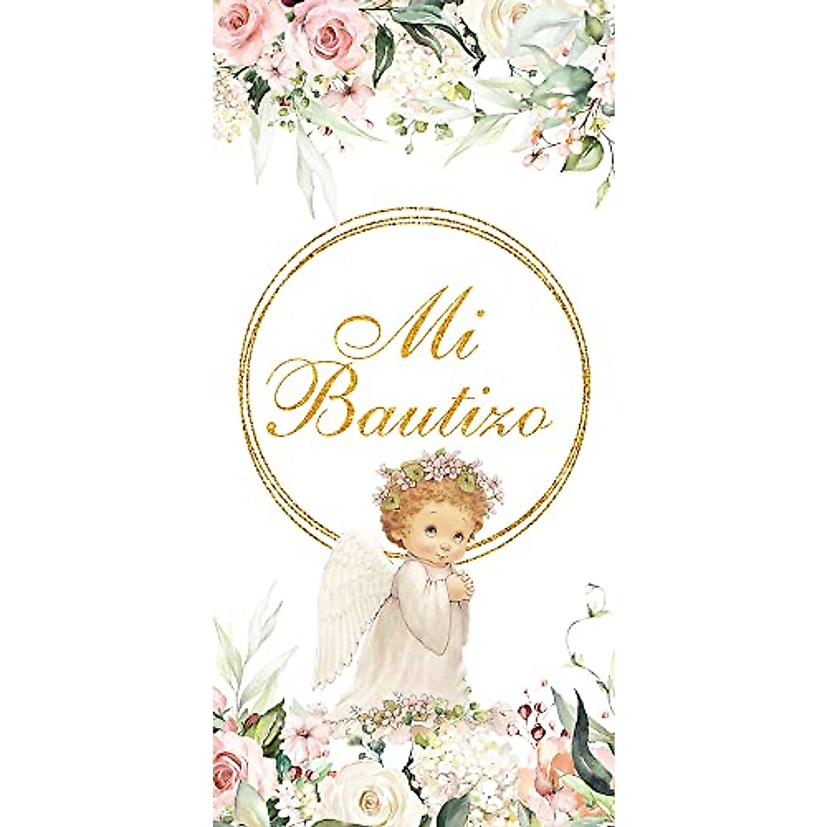 Mi Bautizo Door Banner Decor SuppliesFirst Holy Communion Christening Banner Baptism Photo Backdrops Baby Shower Door Banner Cake Table Banner 72.8 x35.4in Outdoor & Indoor Hanging Banner
