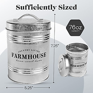Amici Home Farmhouse Galvanized Canister Canister-76 oz, 76 oz, Gray