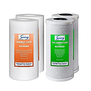 iSpring F4WGB21B Whole House Filtration High Capacity Sediment and CTO Carbon Block Water Filter Replacement Cartridge Pack Set for WGB21B, 4.5"x10", 4 Count (Pack of 1), White