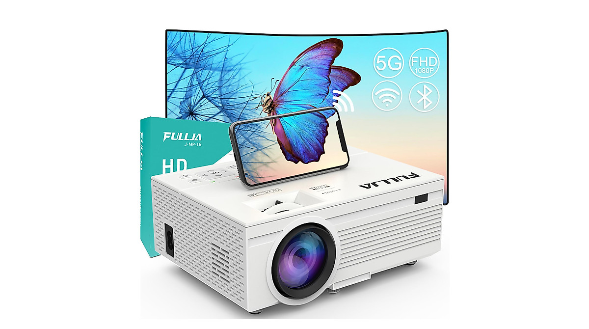 FULLJA WiFi & Bluetooth Mini Projector - HD 1080P