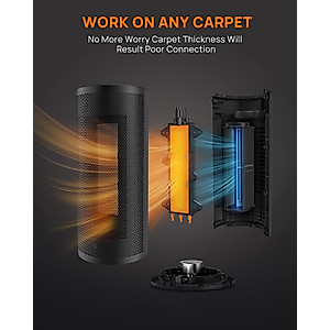 Space Heater for Indoor Use, 1500W Fast PTC Ceramic Heating, 3s Instant Heating, 70° Oscillating,Tip-Over Protection, Small Heater for Office, Bedroom and Desk Use, Black