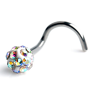 Ruifan 3PCS 18G Surgical Steel Clear & Colorful & Acid Gem Crystal Screw Nose Studs Ring Piercing Jewelry