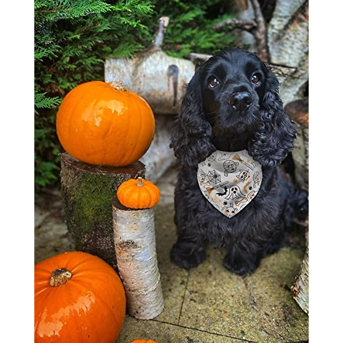 2 Pack Dog Halloween Bandana - Triangle Reversible Pet Scarf for Dogs, Adjustable Holiday Dog Bandanas for Small Medium Large Dogs Pets