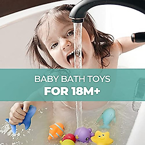 Mold Free Infant Bath Toys for 1 Year Old - 6pcs No Hole Ocean Sea Animal Bathtub Toys, Baby Bath Tub Toys No Mold