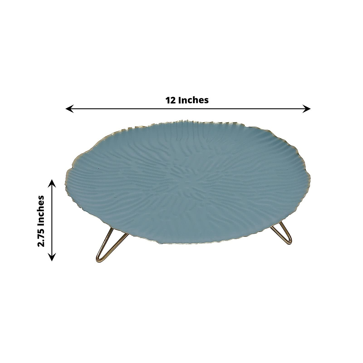 Efavormart 12" Dusty Blue Wavy Hairpin Leg Metal Serving Tray Dessert Display, Pedestal Wedding Cake Cupcake Stand Centerpiece