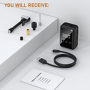 Tiiletzote Bike Pump Portable Air Compressor, 130 PSI Mini Bike Tire Pump with Gauge, Bicycle Inflator Pump Fits Presta & Schrader Valve, Electric Pump Auto Shut-Off, Small Air Pump Ball Motorcycle