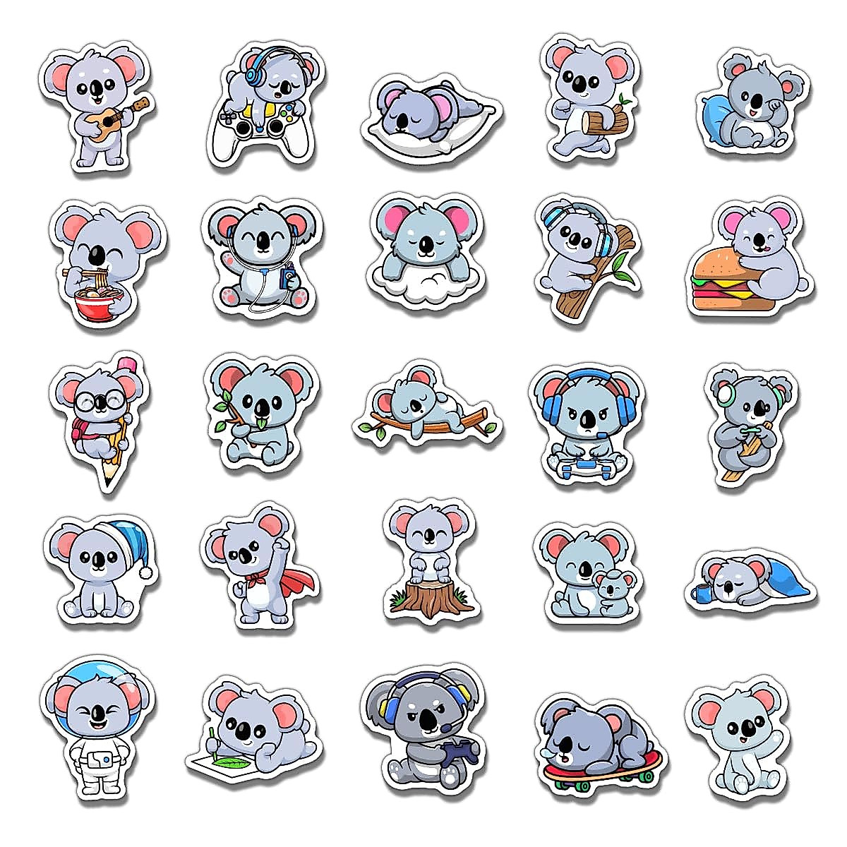 Pack 50 Pcs Cute Animal Koala Stickers for Water Bottles Waterproof Laptop Luggage Cups Computer Scrapbooking Teens Adults Girls Boys Aesthetic Sticker Packs Small Vinyl Decals