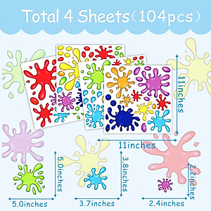 Colorful Wall Decals Color Paint Wall Stickers Watercolor Paint Splash Shape Wall Decals Fabric Splatter Splotches Peel and Stick Wall Stickers Kids Wall Stickers for Classroom Playroom