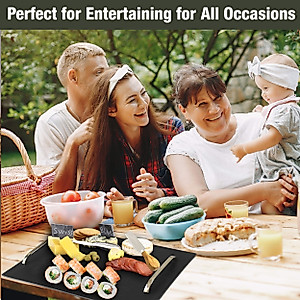 Olyv Branch Slate Cheese Board Set-10pc Serving Tray 16" x 10'' Large-Durable & Versatile Serving Tray Sealed with an Anti Stain Coating-Great for Home & Restaurant Cheese Tapas & Appetizers Serving