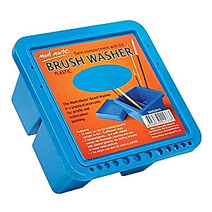 Mont Marte Twin Compartment Plastic Brush Washer. Easy Paint Brush Cleaning and Drying. Suitable for Acrylic and Watercolor Painting.
