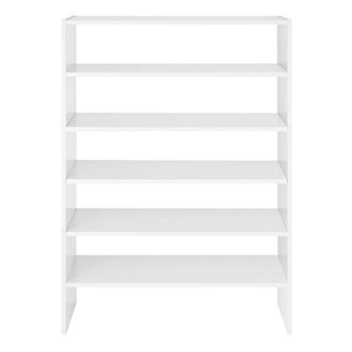 Whitmor Wood Stackable 2-Shelf Shoe Rack, White, 24 inches