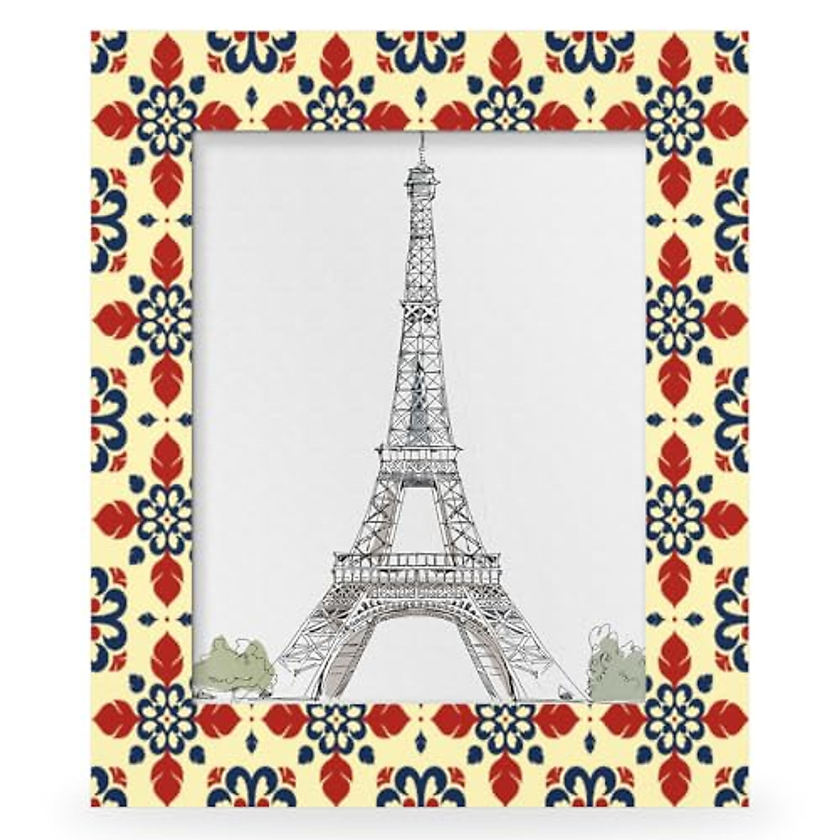 cfpolar Ceramic Tile Red Flowers 4x6 Picture Frame, Solid Wood 4x6 Photo Frame Fits to 4x6 inch Photo, High Definition Acrylic 4x6 Picture Frames for Tabletop & Wall Display Home Decor Frame