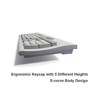 ELSRA Full Size Classic USB Wired Retro Membrane Keyboard with Numeric Keypad, Large L-Shaped Enter Key, Gray/Light Gray