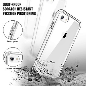 SKYLMW iPhone SE 2022/2020 Case, iPhone 7 Case, iPhone 8 Cover, Built-in Screen Protector Shockproof Dual Layer Protective Hard Plastic & Soft TPU Phone Cases for iPhone SE 4.7 inch, Clear