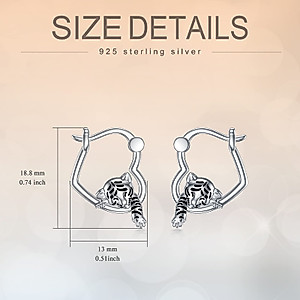 PELOVNY Tiger Earrings 925 Sterling Silver Hypoallergenic Tiger Hoop Earring Jewelry Graduation Birthday Gifts for Women