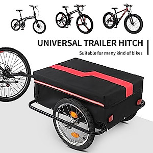Ktaxon Bike Trailer Foldable Bicycle Trailer with Detached Cover, Quick Release Wheel, Anti-Rust Steel Frame and Universal Trailer Hitch, Bike Cargo Trailer for Moving Houses, Camping and Shopping