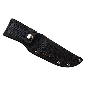 Elk Ridge - Outdoors Fixed Blade Knife - Satin Finish Stainless Steel Blade, Black/Brown Nylon Fiber Handle w/Rubber - Nylon Sheath, Fire Starter - Hunting, Camping, Survival - ER-200-23BR
