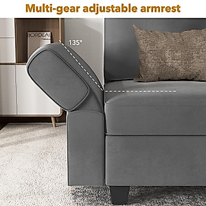 AYEASY Modular Sectional Sofa, U Shaped Sofa Couch with Storage Ottoman Convertible Sectional Couches for Living Room, High Supportive 6 Seats Reversible Sectionals 113'' with Chaise, Grey