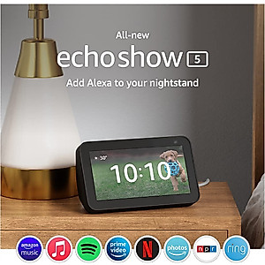 Certified Refurbished Echo Show 5 (2nd Gen, 2021 release) | Smart display with Alexa and 2 MP camera | Charcoal