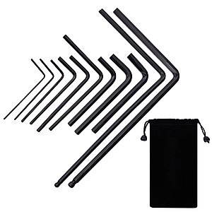 Frautron 11pcs Guitar Allen Wrench Set, Includes 1.5mm, 2mm, 2.5mm, 3mm, 4mm, 5mm, 1/20in, 1/8in, 3/16in, for Most Guitar & Bass Neck Truss Rod Bridge Nut Locking Screw Adjustment