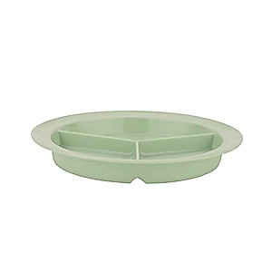 G.E.T. CP-530-G-EC Heavy-Duty 3 Compartment Plastic Divided Compartment Plates, Deep Sided, 9", Green (Set of 4)