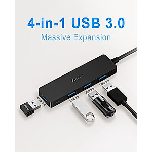 Aceele 4 Port USB 3.0 Hub with 4ft Extended Cable, Ultra Slim USB Type C to USB 3.0 Hub Adapter, USB C Hub for MacBook Pro iMac Samsung Galaxy Note 10 S10 S9 LG Google Chromebook Pixelbook Dell XPS