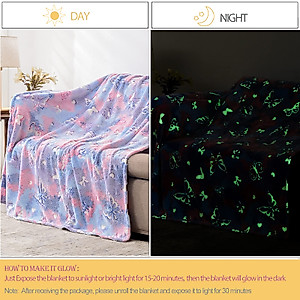 Yaning Glow in The Dark Butterfly Blanket, Soft Cozy Cute Fluffy Luminous Blanket for Kids Girls Teens Gift, Purple, 50x60 inches