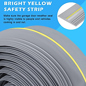 20Ft Universal Garage Door Bottom Threshold Seal Strip with 20oz Glue Gel, Weatherproof Rubber DIY Weather Stripping Replacement - Grey