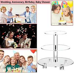 HAOWUJIN Cupcake Stand for 24 Cupcakes, Round Acrylic Cupcake Stand for Wedding Birthday Party Baby Shower Dessert Table for Parties Display, 3 Tier Clear Cupcake Tower Stand…