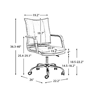 TINA'S HOME Faux Leather Home Office Desk Chair, Adjustable Swivel Computer Chair with Golden Legs and Arms, Comfy Upholstered Task Chair,WHITE