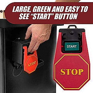 Fulton 110V Single Phase On/Off Switch with Large Stop Sign Paddle for Easy Visibility and Contact for Quick Power Downs Ideal for Router Tables Table Saws and Other Small Machinery