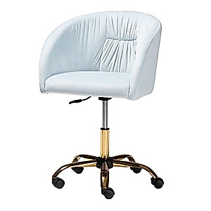 Baxton Studio Ravenna Office Chair, One Size, Aqua/Gold