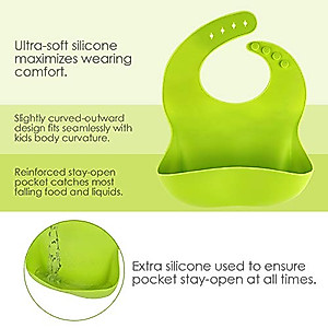 2 Pack Silicone Baby Bibs for Babies & Toddlers (6-72 Months), Waterproof, Soft, BPA Free, Easy Clean up (Blue and Green)