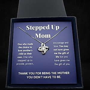 Bonus Mom Necklace Gifts Step Mom Mothers Day Gift Stepped Up Mom From Step Daughter Stepson To My Bonus Mom Pendant Jewelry Present with Message Card and Gift Box. Gift for Stepmom. Bonus Mom Gift.
