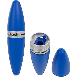 Michael Marcus Cosmetic Makeup Pencil Sharpener - 3-in-1 Essential Beauty Sharpener for Lip Liner, Eyebrow, and Eyeliner Pencil - Travel Friendly, Convenient, Compact & Easy to Clean (Blue)