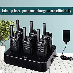 Retevis RT68 Walkie Talkie(10 Pack) with Earpiece(6 Pack) with 6 Way Multi Unit Charger(1 Pack), Two Way Radios Rechargeable, Heavy Duty Walkie Talkies for Adults, for Restaurant School Manufacturing