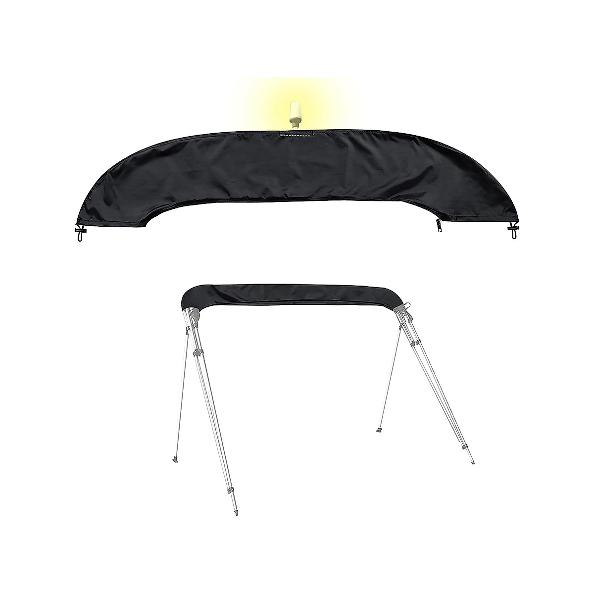 SoGuDio Design with Light Hole Bimini Top Cover,Suitable for 3-4 Bows Tops,Effectively Prevent The Erosion of UV,sea Water in Summer, Designed Resin Zipper Canopy,XL 81-101IN Black (ZYPZ-SJ-HS-002)
