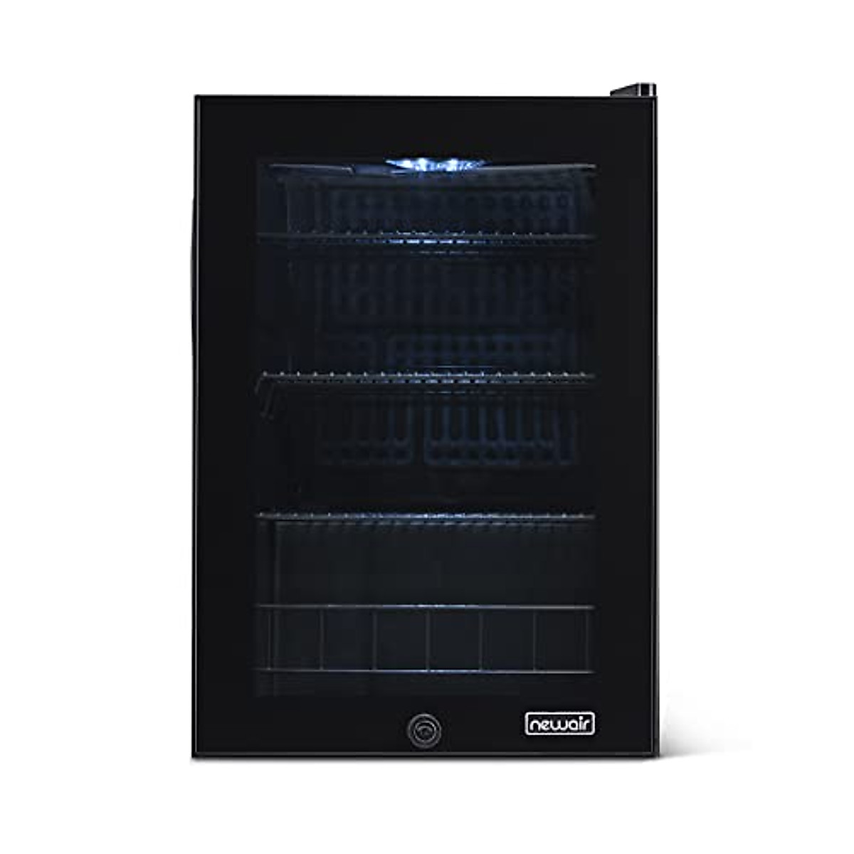 NewAir Beverage Refrigerator Cooler with 90 Can Capacity - Mini Bar Beer Fridge with Right Hinge Glass Door - Cools to 34F - AB-850B - Black