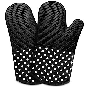 HOOMIL Oven Mitt, Non-Slip Heat Resistant Silicone Kitchen Oven Gloves, 2 Pack Set