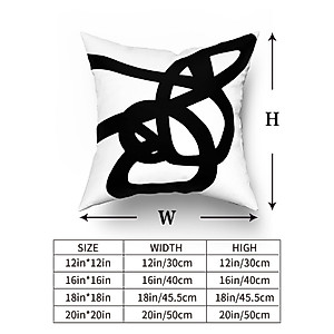 Kawani Black and White Pillow Covers 20X20 in Abstract Modern Graffiti Art Line Decorative Couch Pillow Cases with Zipper Set of 2 Boho Home Decor for Living Room Bedroom Bed Cushion Outdoor