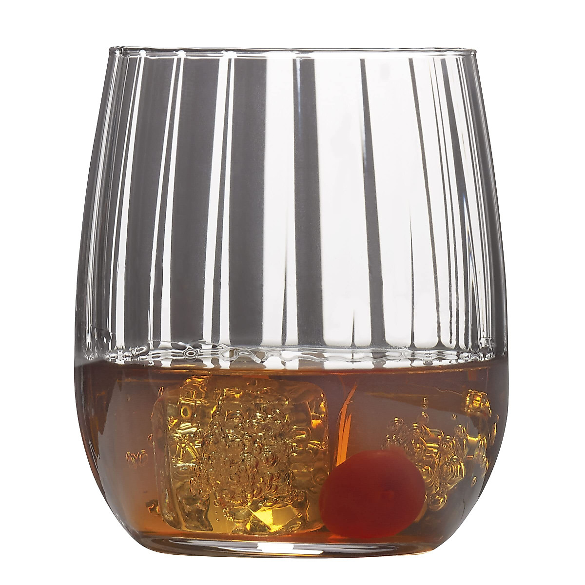 Mikasa Gail Optic Set of 4 Double Old Fashioned Stemless Glasses, 16-Ounce, Clear